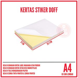 Jual Kertas Stiker A4 Doff isi 500 lembar / Kertas Stiker Label A4 ...