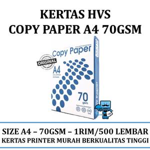Jual Kertas HVS COPY PAPER A4 70 gsm - 1 Rim / 500 lembar High Quality ...