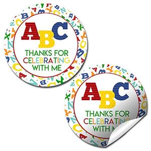 Promo ABC Alphabet Letters and Learning Birthday Thank You Sticker ...