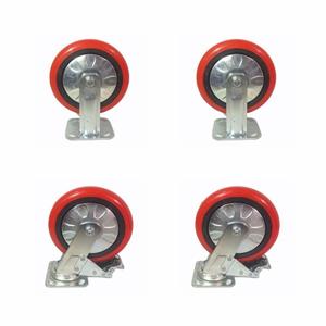 Jual Roda Troli 4 Inch PU Heavy Duty Merk HOD 1 Set (2 Mati 2 Hidup Rem ...