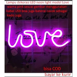 Jual Lampu Dekor Led Neon Light Model Love Warna Pink Sesuai Gambar ...