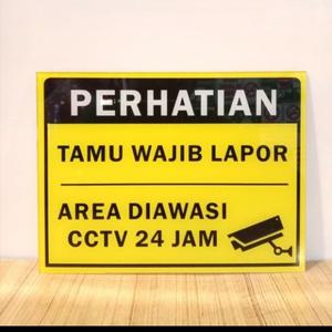 Jual rambu tamu wajib lapor bahan akrilik / sign tamu harap lapor ...