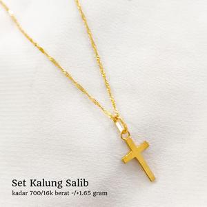 Jual set kalung wanita model kalung salib elegan dan stylish emas asli ...