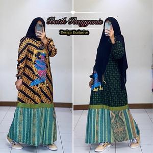 Jual Baju Gamis Batik Lukis Wayang Kombinasi Kain Tenun Troso dan Lurik ...