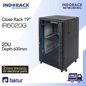 Jual Indorack Close Rack 20U Glass Door Rack Server 19" Depth 600mm IR ...