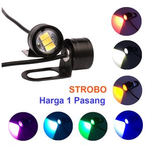 Jual Lampu LED Mata Elang Strobo DRL Eagle Eye 3 Mata Kedip Braket Spion - 23MM, Putih - Jakarta ...