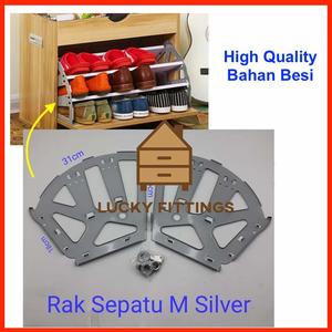 Jual Engsel Rak Lemari Sepatu Bracket Fitting Putar 3 Susun BESI SILVER ...