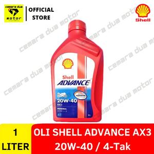 Jual OLI SHELL ADVANCE AX3 20W-40 1 LITER WARNA MERAH RED MOTOR TUA ...