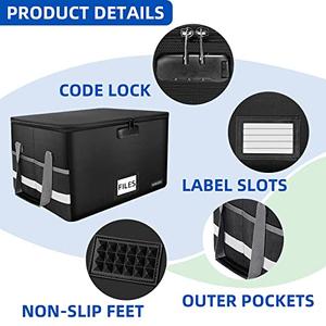 Promo File Box with Lock, Fireproof Box File Storage Organizer Cabinet ...