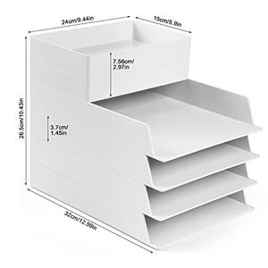 Promo 4 Tier Stackable Paper Organizer Letter Tray, White Desktop Cicil ...