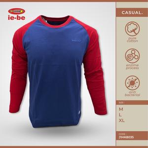 Promo Kaos Polos IEBE Casual Lengan Panjang J1HK8035 Blue Itb - BLUE ...
