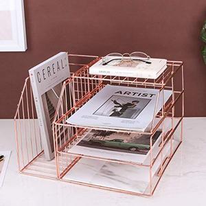 Promo Hosaken Stackable Paper Tray, Desk File Organizer Rack-Rose Gold ...
