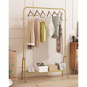 Jual Gold Clothes Rack Metal Clothing Rack 1 Shelf Garment Rack ...