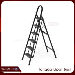 Jual TANGGA BESI LIPAT HITAM 6 TINGKAT DENGAN PEGANGAN BUSA KUAT KOKOH ...