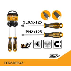 Jual Ingco HKSD0248 Obeng Gagang Karet Set 2 Pcs Screwdriver Plus Minus ...