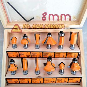 Jual Router Bit 8mm Set 12pcs INGCO AKRT1211 Mata Mesin Profil Kayu ...