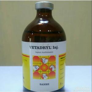 Jual VETADRYL Inj 100ml Diphenhydramine Anti Histamin Alergi 100 ml ...