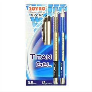 Jual Gel Pen Pulpen Pena Joyko GP-167 Titan Gel 0.5 mm (Lusin) Biru ...