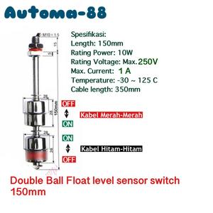 Jual Water level sensor Float switch double ball stainless 150mm ...