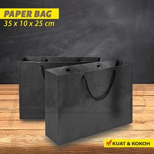 Jual Paper Bag HITAM - Paper Bag Polos Tali kur - 35 x10 x 25 cm ...