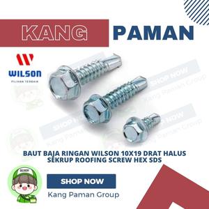 Jual Baut Baja Ringan Wilson 10x19 drat halus sekrup roofing screw Hex ...