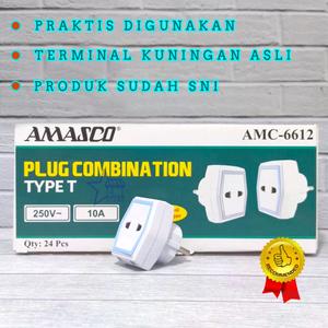 Jual AMASCO Steker T multi - colokan cabang 3 - tusuk kontak kombinasi ...