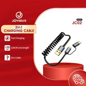 Jual JOYSEUS JC02 2 in 1 Kabel 120cm Micro USB Type-C Coiled Cable Fast ...