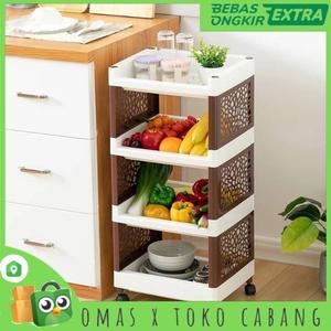 Jual [Besar] Rak Plastik 4 Susun + Roda/Rak Plastik Serbaguna/Rak 4 ...