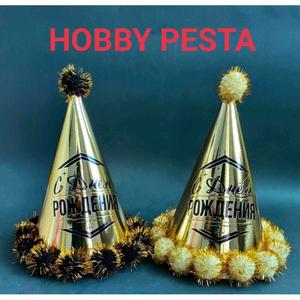 Jual TOPI ULANG TAHUN KERUCUT POMPOM TULISAN RUSIA 19 / TOPI HAPPY ...