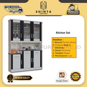 Jual Lemari Dapur Cermin Kaca Bagus Kitchen Set Modern Hitam Putih ...
