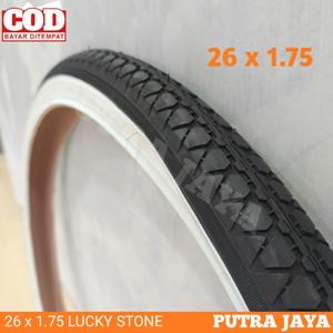 Jual Ban Luar Sepeda 26 x 1 75 / 1.75 Lucky stone Hitam Putih ukuran 26 ...