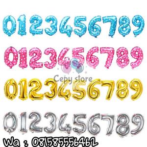 Jual Balon Foil Angka / Balon Angka 40cm - pink polkadot, angka 0 ...