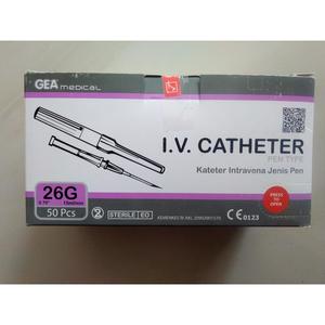 Jual GEA catheter i.v pen type kateter intravena jenis pen 26G 26 G ...