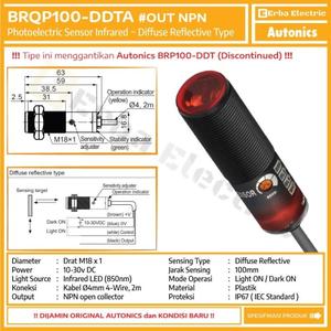 Jual Autonics BRQP100-DDTA Photo Sensor Infrared 100mm NPN BRP100-DDT ...