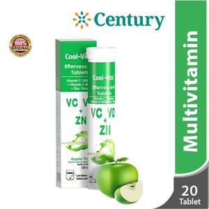 Jual COOLVITA EFFERVESCENT VITAMIN C, D & ZINC RASA APPLE ISI 20 - Kab ...
