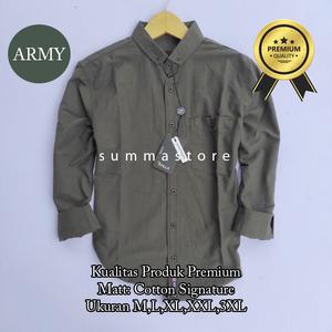 Jual Kemeja Baju Polos Warna Army Lengan Panjang Matt Signature - M ...