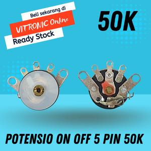 Jual Potensio On Off 5 pin 50k 5 Kaki Datar Kancing Flat Foot Switch ...
