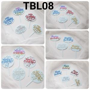 Jual TBL08 Cake topper kue happy birthday ulang tahun biru muda baby ...