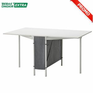 Jual ORI Meja Gateleg/Meja Lipat Besar Kokoh Dengan Penyimpanan _Putih ...