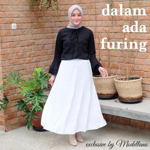 Jual ROK PLISKET PUTIH FURING PLEATED SKIRT PANJANG MAXI FLARE Putih ...