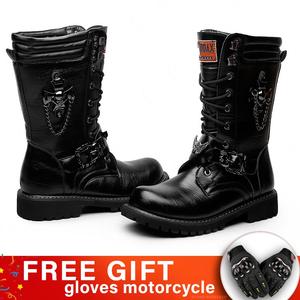 Jual Sepatu Bot Tentara Motor Pria Sepatu Bot Militer Besi Retro Kulit ...