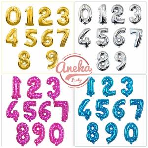 Jual Balon foil angka 0-9 rainbow / balon huruf dan angka campur ...
