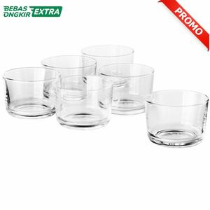 Jual ORI 1Set 6Pcs Gelas Kaca Pipih Kecil Cantik Serbaguna Ukuran 180ml ...