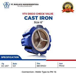 Jual VTV Disco Check Valve Cast Iron Size : 6" Wafer Type to PN 16 ...