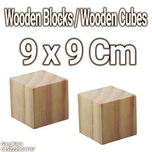 Jual Wooden Blocks 9x9cm wooden cube balok kayu kubus bahan craft ...