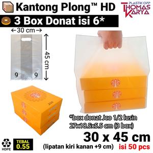 Jual 30x45 cm Kantong Plong HD Box Plastik JCO Donat Isi 6 3 dus Kotak ...