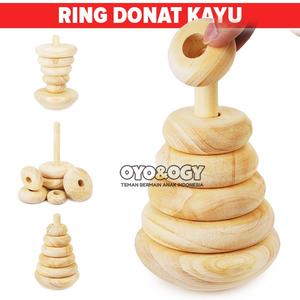 Jual Mainan Edukasi Anak Donat Kayu Susun Balance Wooden Donut Ring ...