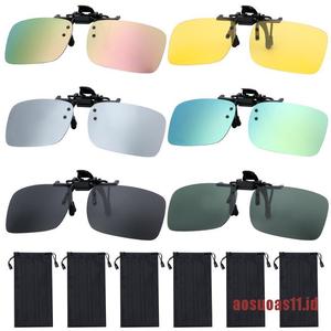 Jual AUSUO 6 Pieces Polarized Clip on Sunglasses Rimless Rectangle Clip ...