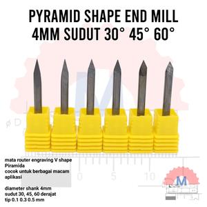 Promo Mata Grafir V CNC router bit 3 sisi bentuk piramid carbide 4mm ...