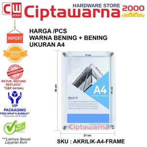Jual FRAME DISPLAY POSTER AKRILIK BROSUR IKLAN KATALOG MENU UKURAN A4 ...